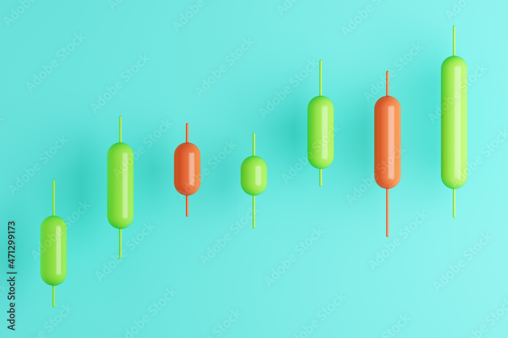 minimal background for investment, sideways candlestick chart for trading view. 3d rendering ...