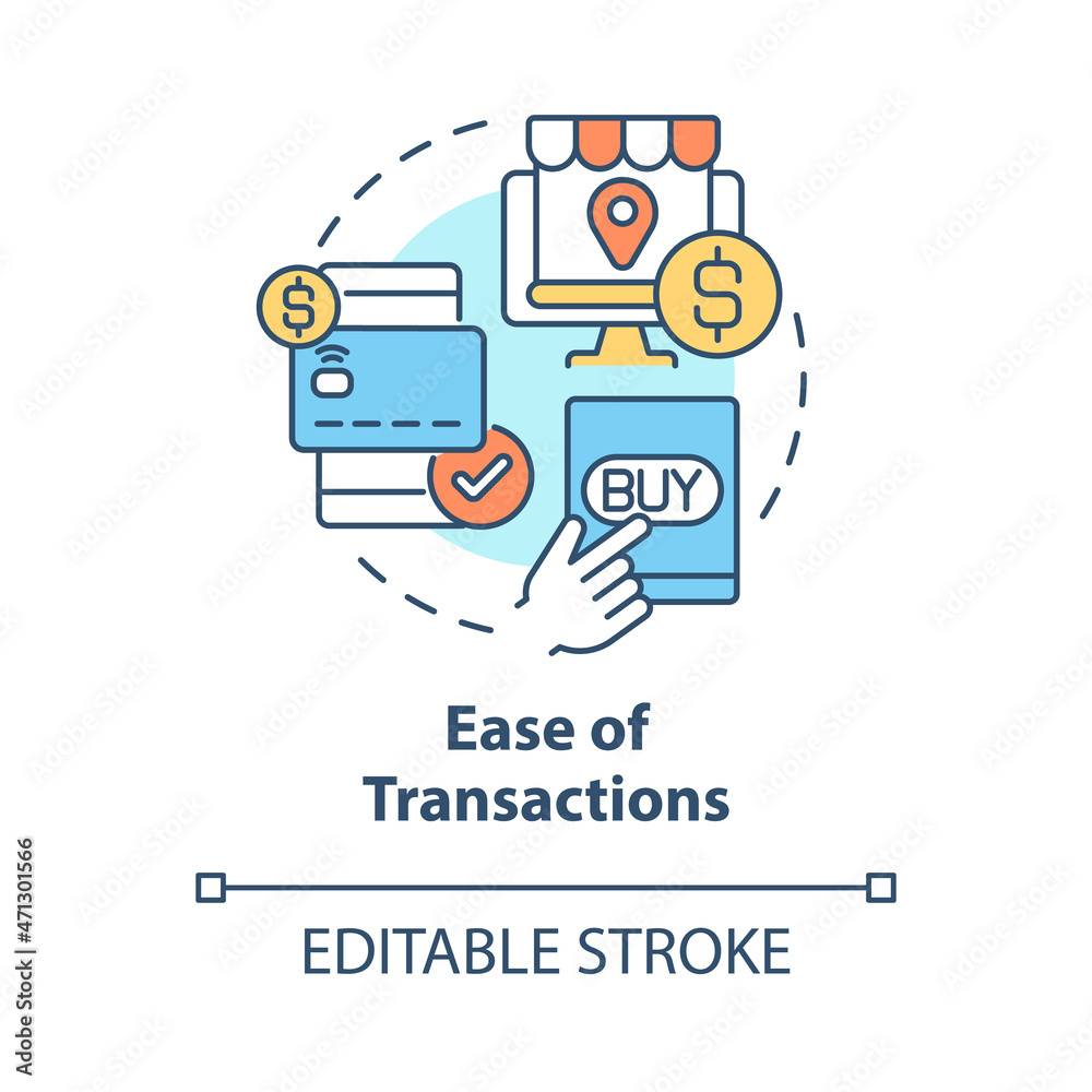 Ease of transactions concept icon. Online entrepreneurship benefit ...