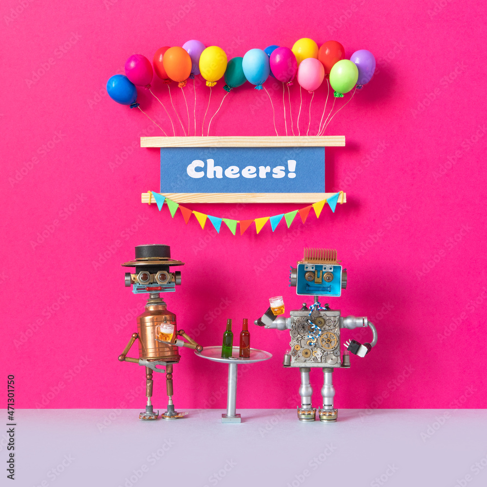 Cheers! Holiday event or birthday party, festive invitation card poster ...