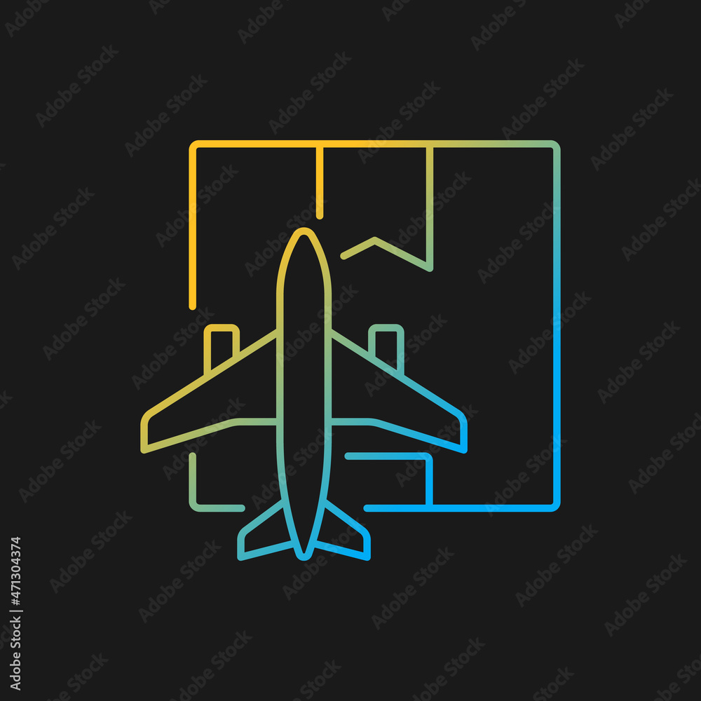 Worldwide air shipping service gradient vector icon for dark theme ...