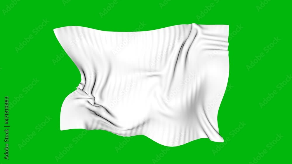 3D animation of textile, white color. Chroma key, green screen, green ...