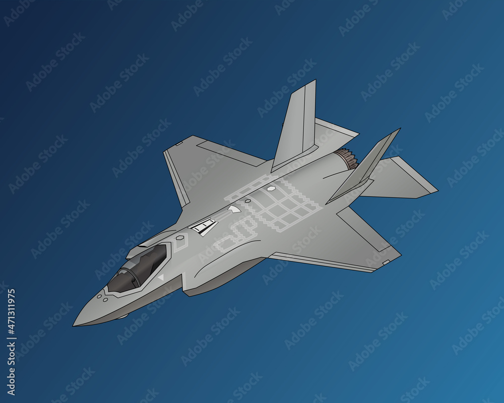 isometric, illustration, USAF JASDF F-35 fighter aircraft Stock Vector ...