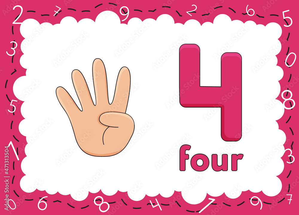 Vetor de Children's educational cards with numbers. Flashcards finger ...