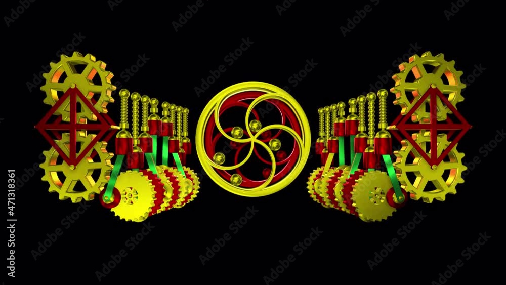 Render animated 3d model of an abstract perpetual motion machine with ...