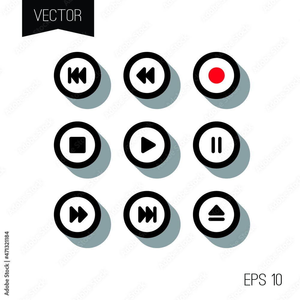 Play Pause Rewind buttons mini tiny tattoo or logo. Blackwork. Stock ...