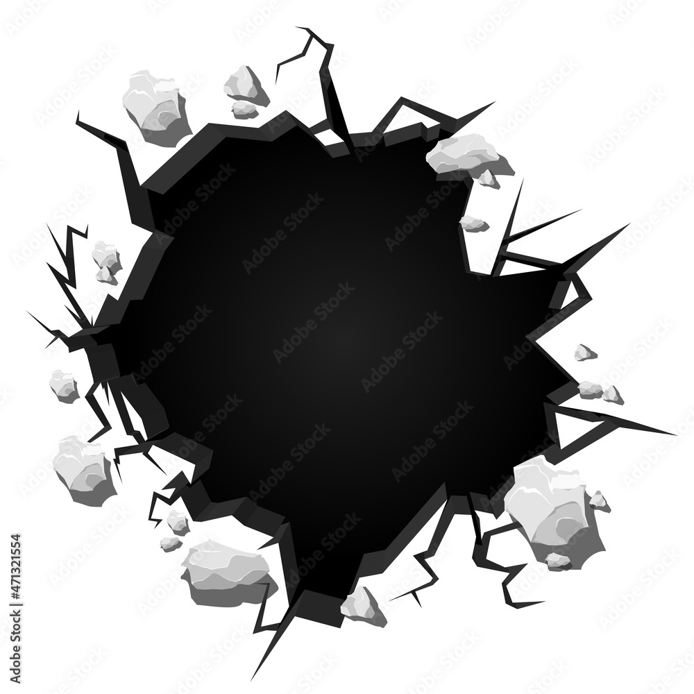 Cracked Hole Illustration Stock Vector | Adobe Stock