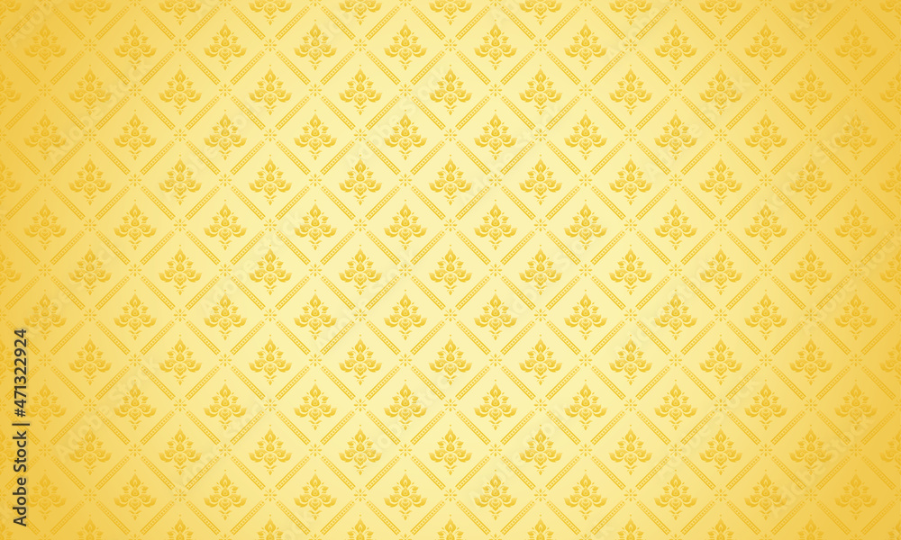 Luxury Thai pattern Golden background vector illustration. lai Thai ...