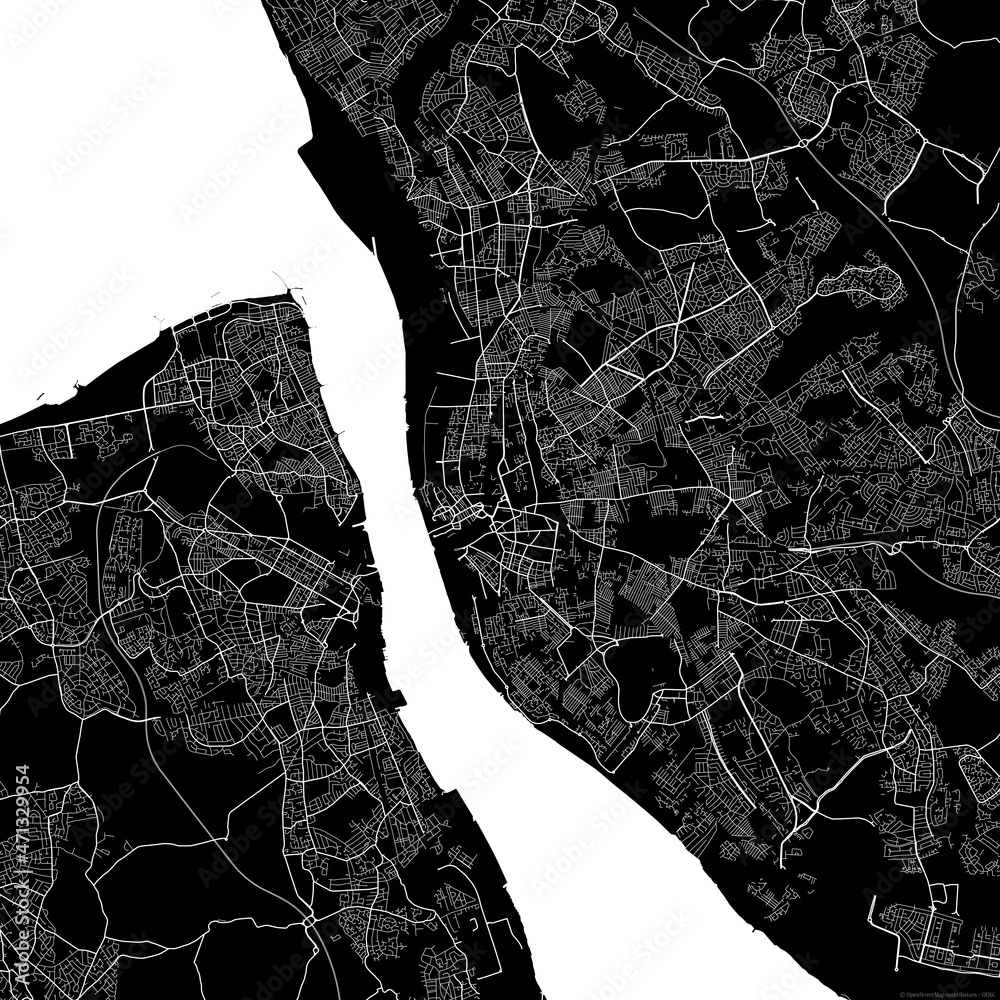 Black map of Liverpool United Kingdom. Stock Illustration | Adobe Stock