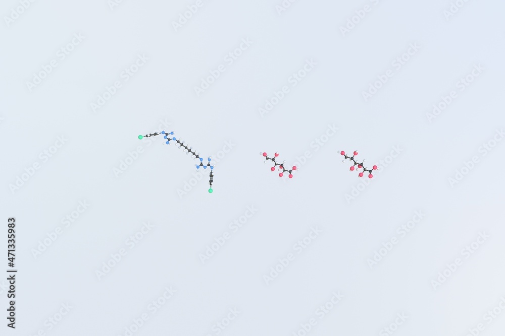 Chlorhexidine gluconate molecule made with balls, scientific molecular ...