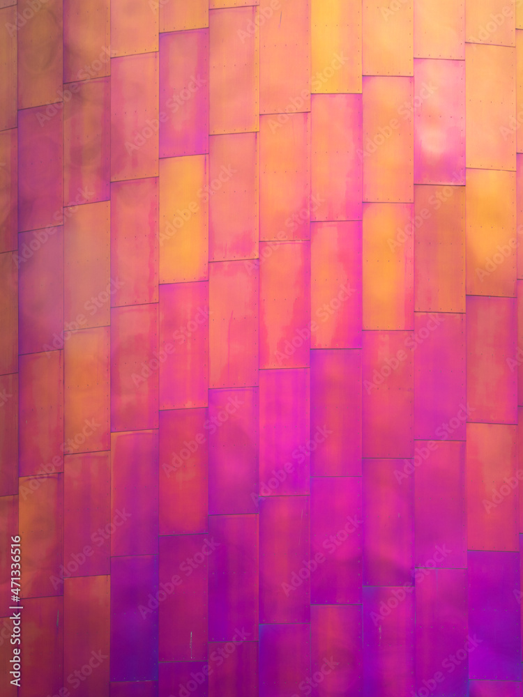 Modern Building pick and yellow metal cladding texture. Cladding ...