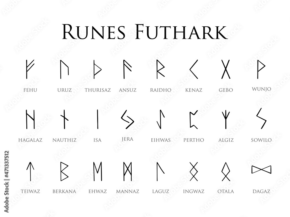 Elder Futhark Runes set isolated on white background, vector ...