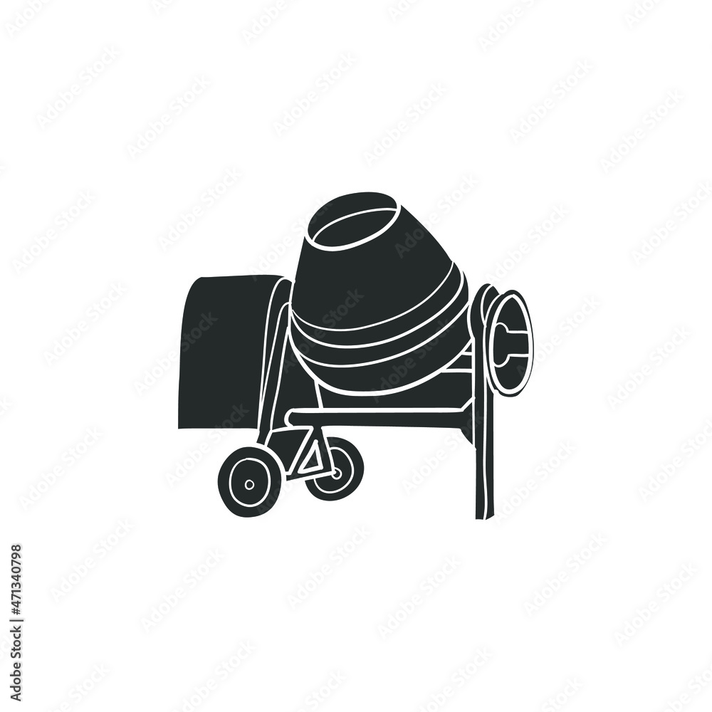 Concrete Mixer Icon Silhouette Illustration. Construction Vector ...