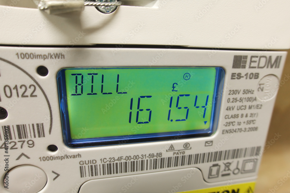 London UK, November 25th 2021: A modern smart meter, measuring ...
