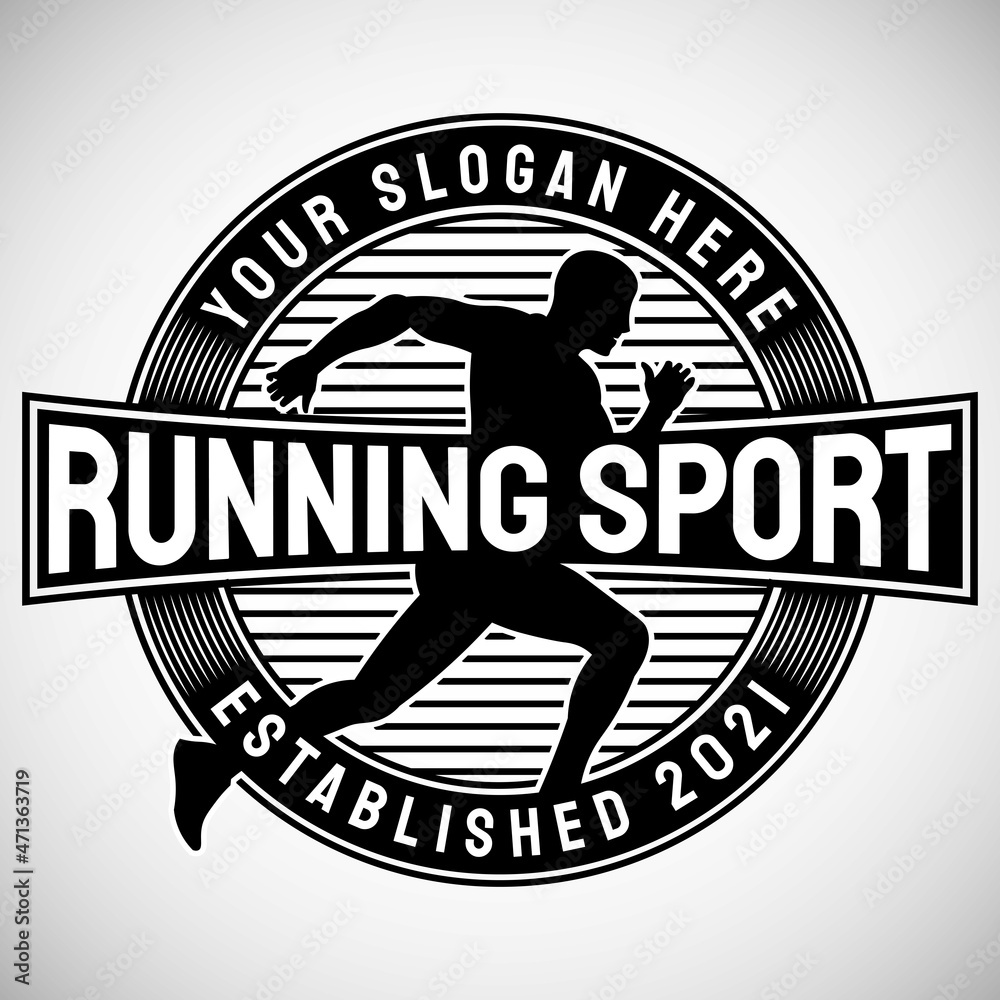Running Sport Logo Vector Design Silhouette, Logo Sport, logo black and ...