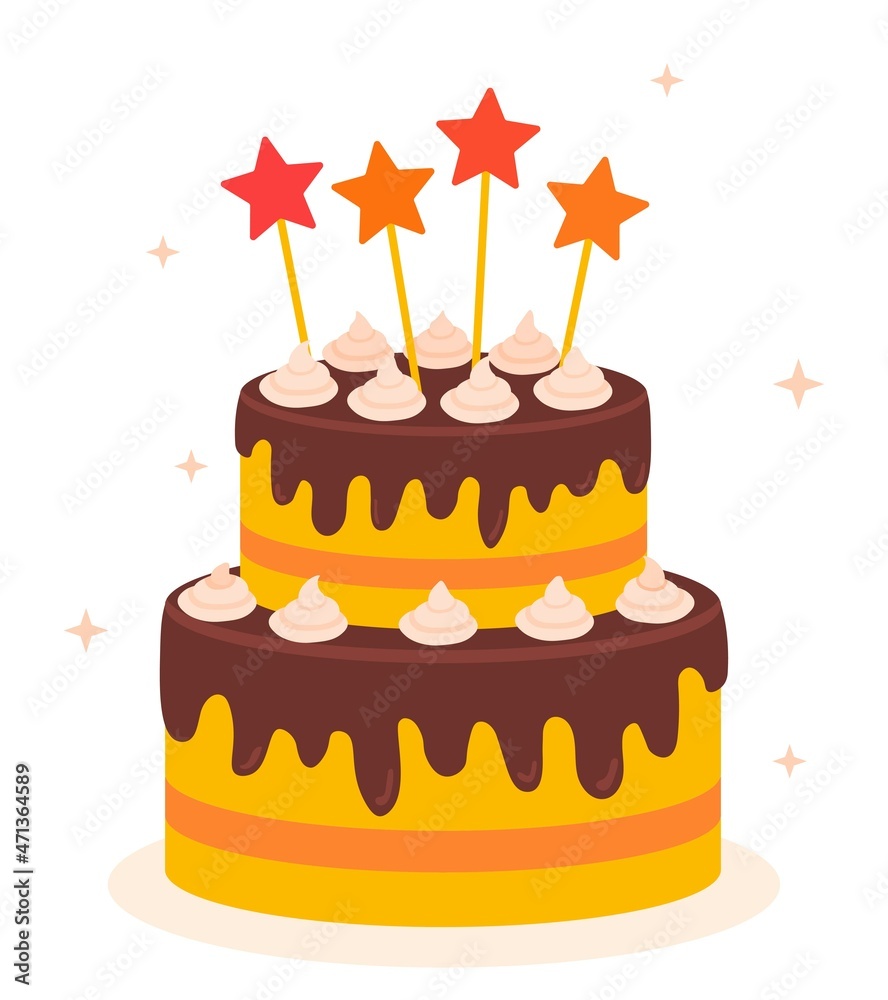 Birthday cake concept. Sweet delicious pastries with vanilla cakes ...