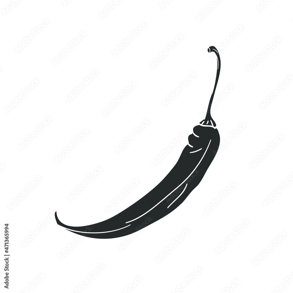 Chilli Icon Silhouette Illustration. Spicy Pepper Vector Graphic ...