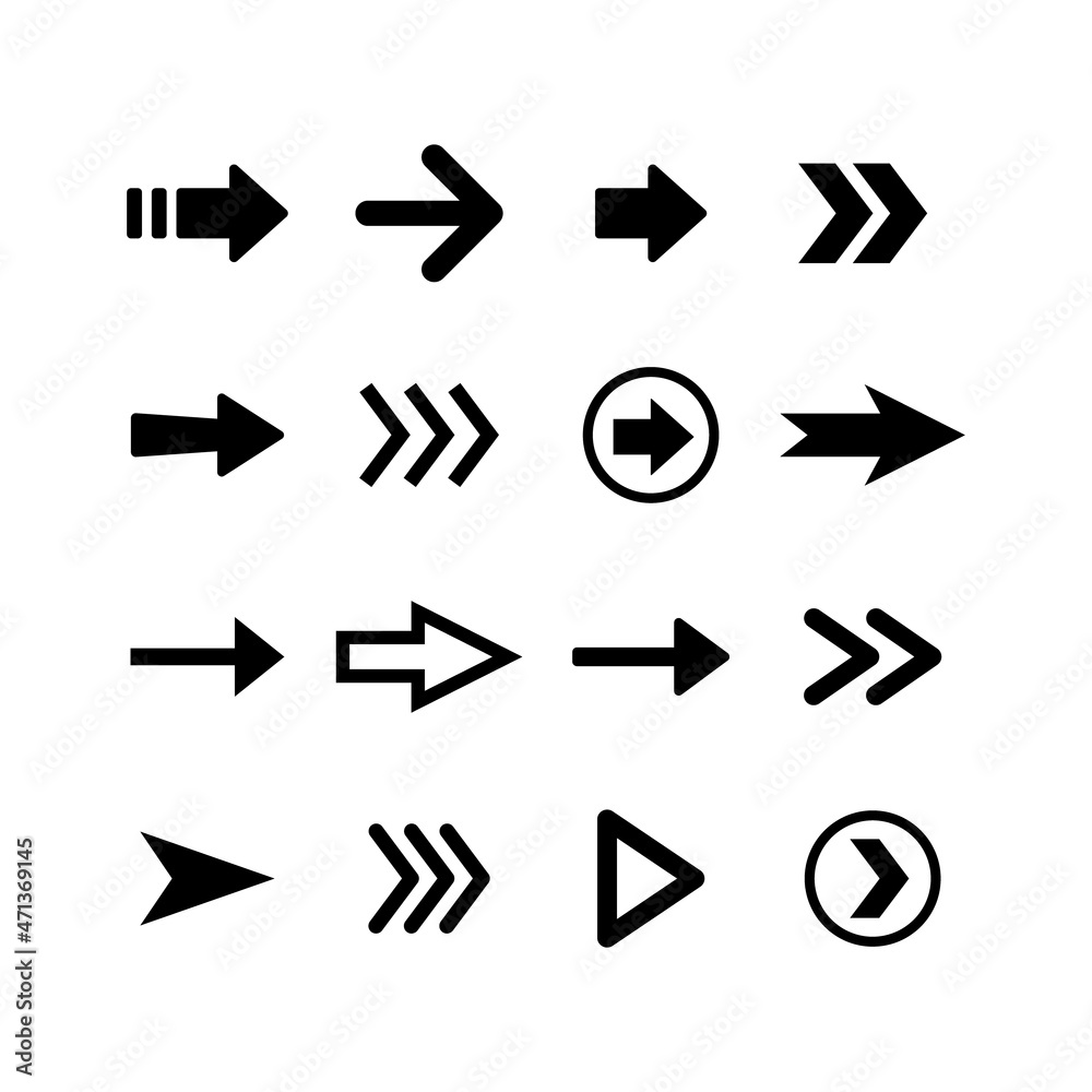 Arrow icon collection. Set of different arrows. Flat style isolated ...