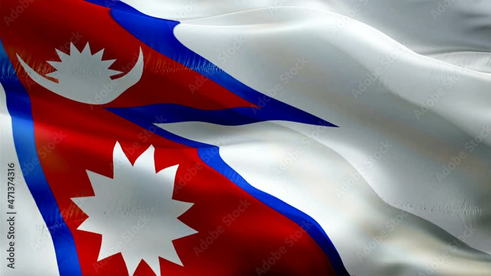 Nepal flag Motion Loop video waving in wind. Realistic Nepali Flag ...