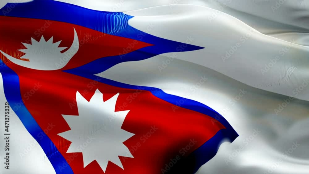 Nepali flag Closeup 1080p Full HD 1920X1080 footage video waving in ...