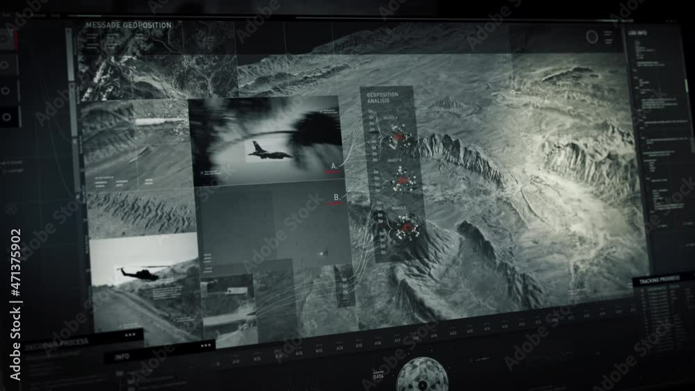 Futuristic Military software is tracking the position of the enemy ...