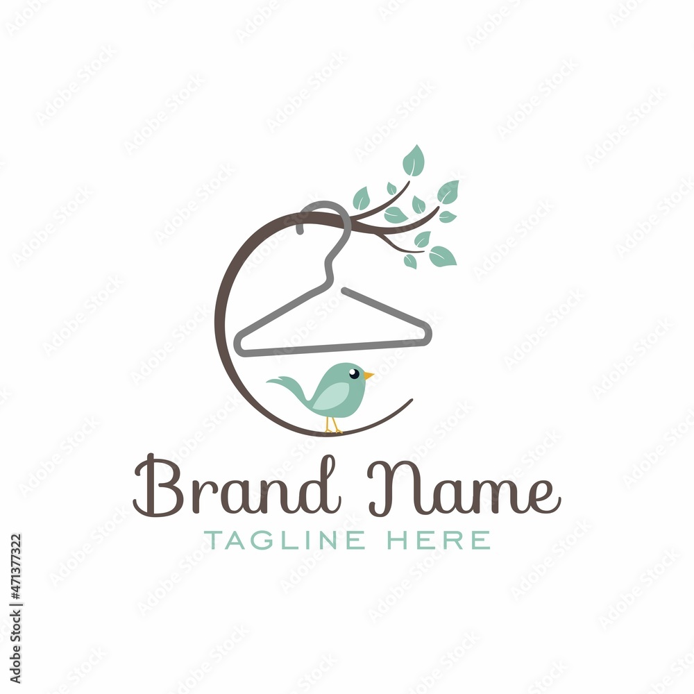 kids-clothes-store-logo-with-hanger-and-little-bird-vector-stock-vector