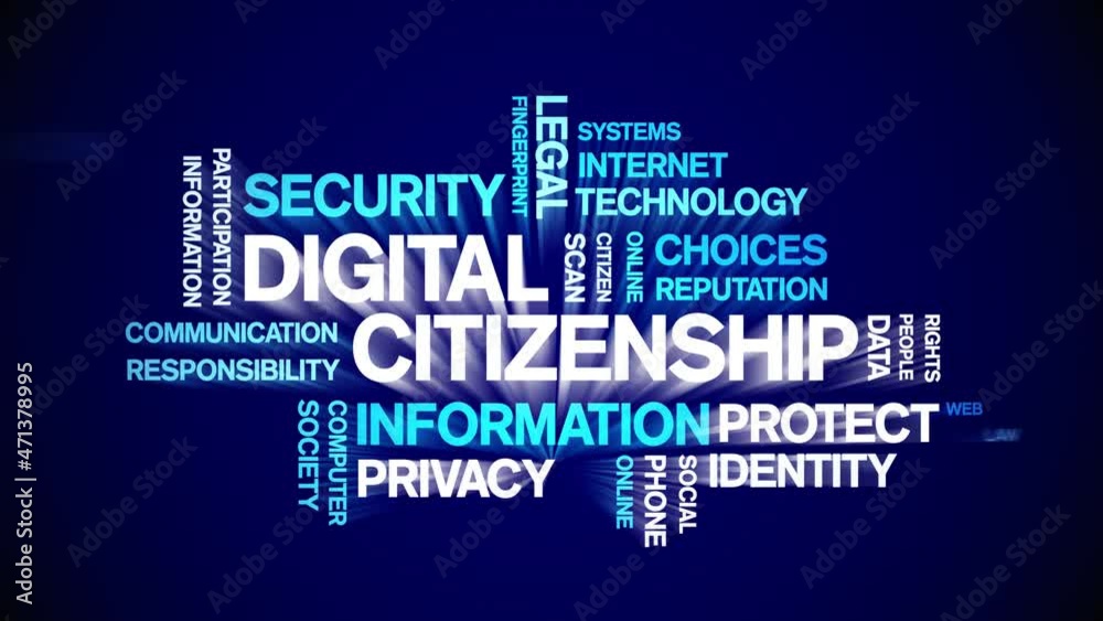4k Digital Citizenship Animated Tag Word Cloud;Text Design Animation ...