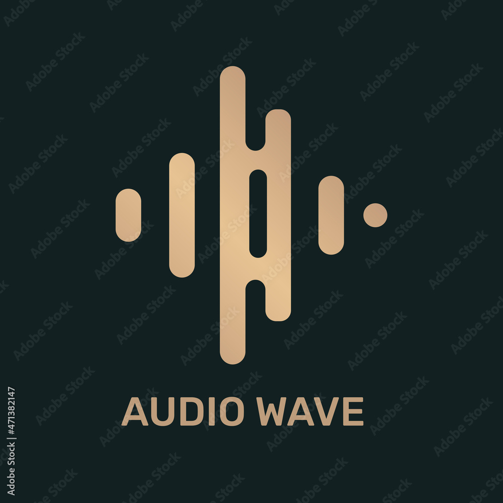 Audio wave logo vector flat design in gold Stock Vector | Adobe Stock