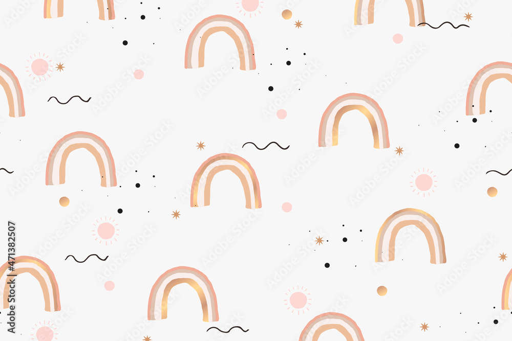 Rainbow background vector, cute desktop wallpaper Stock Vector | Adobe ...