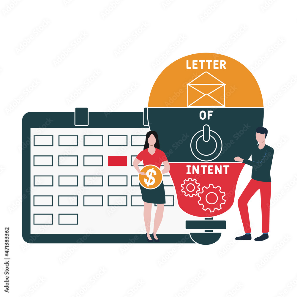 LOI - Letter of Intent acronym. business concept background. vector ...