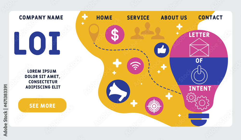 LOI - Letter of Intent acronym. business concept background. vector ...