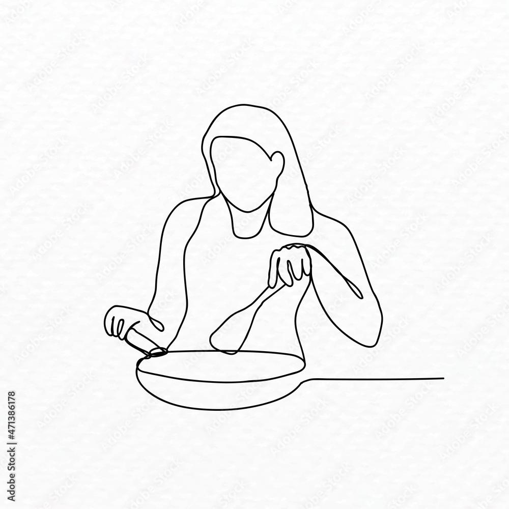 Healthy lifestyle, line art sticker, hand drawn black and white vector ...