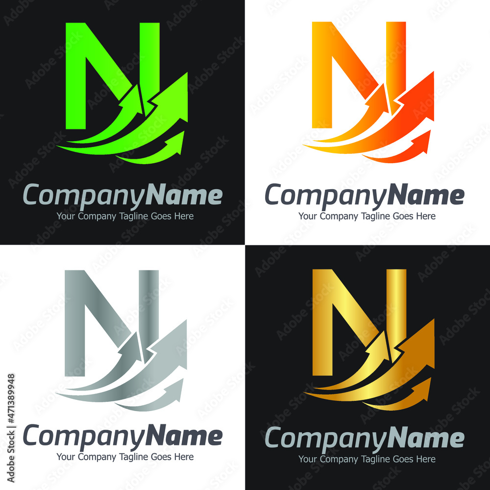 Letter N vector logo template, Colorful Letter N logo, Financial ...