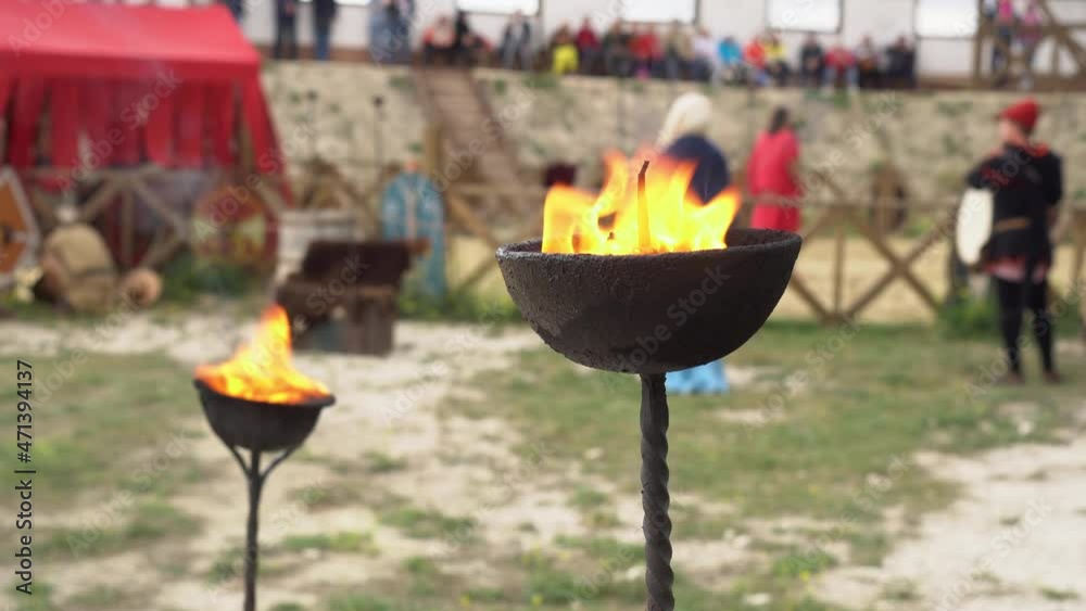 Gladiator Show in Ancient Rome. Burning torch. A Roman gladiator was an ...