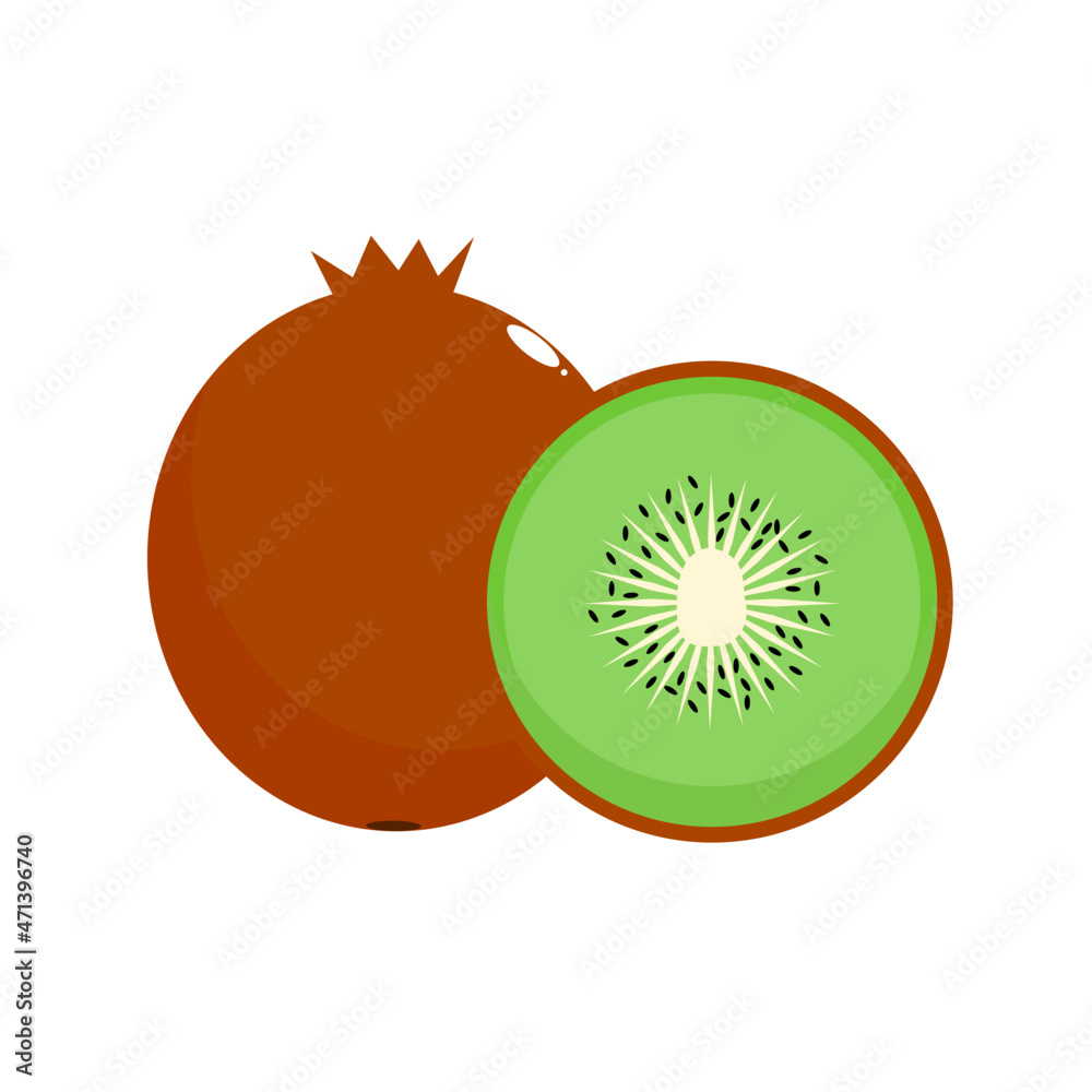 Kiwi fruit vector. Simple kiwi fruit clipart or icon. Stock Vector ...