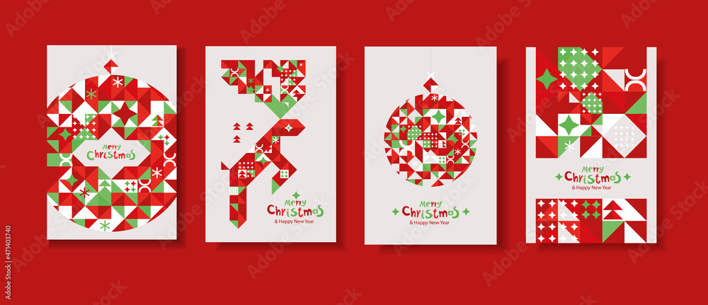 Christmas cards in a triangular design Stock Vector | Adobe Stock