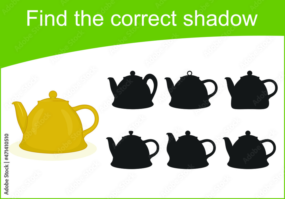 Find the correct shadow. Educational game for children. Learning ...
