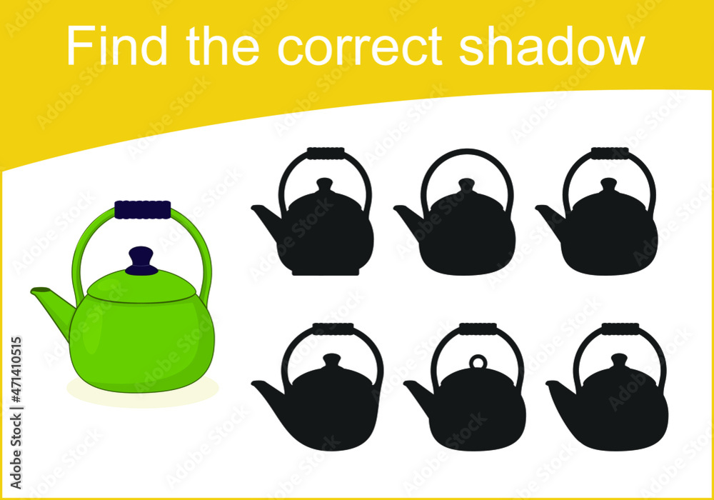 Find the correct shadow. Educational game for children. Learning ...