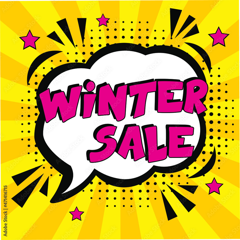winter sale. Comic book explosion with text - winter sale. Vector ...