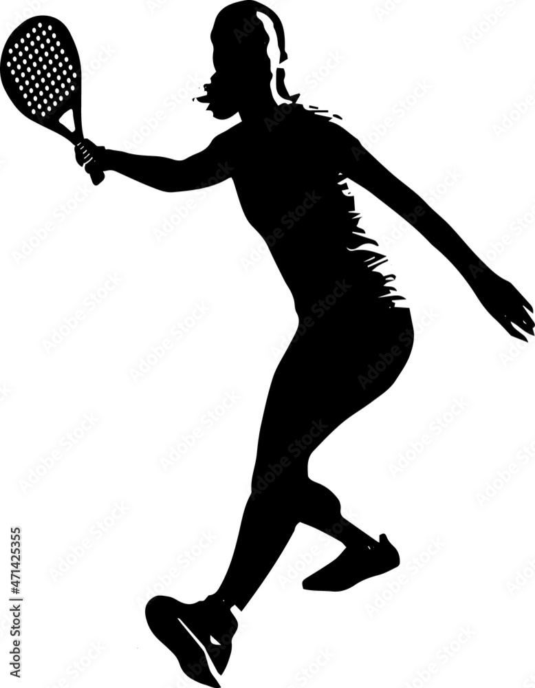 Female Tennis padel Player Icon Illustration. Paddle Sport Vector ...