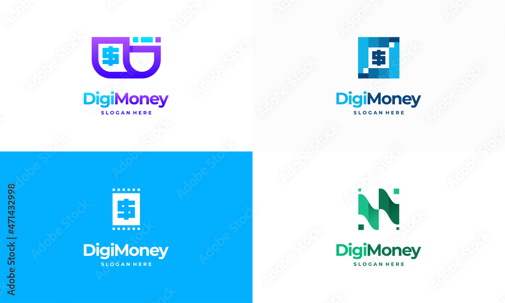 Set of Digital money Logo designs concept vector, Digital Payment logo ...