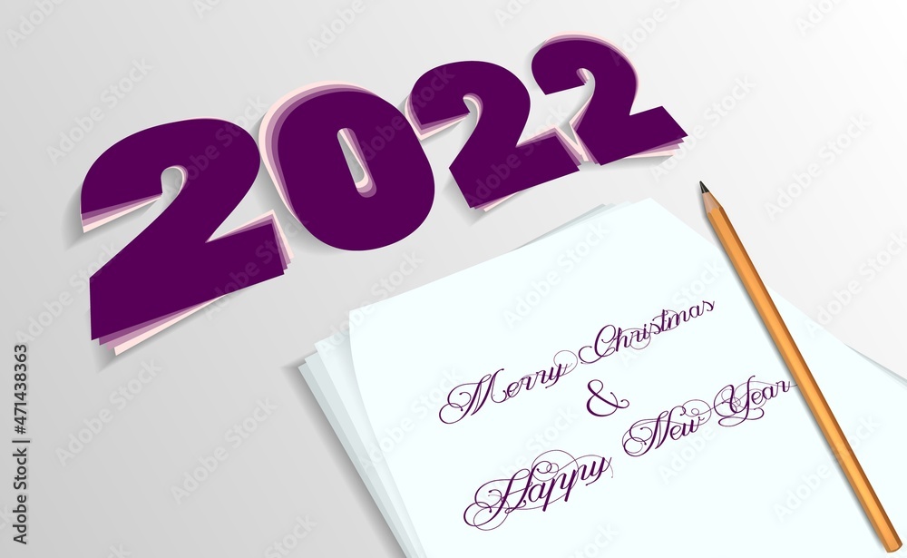 Christmas background 2022 cut paper. Vector illustration of the numbers ...