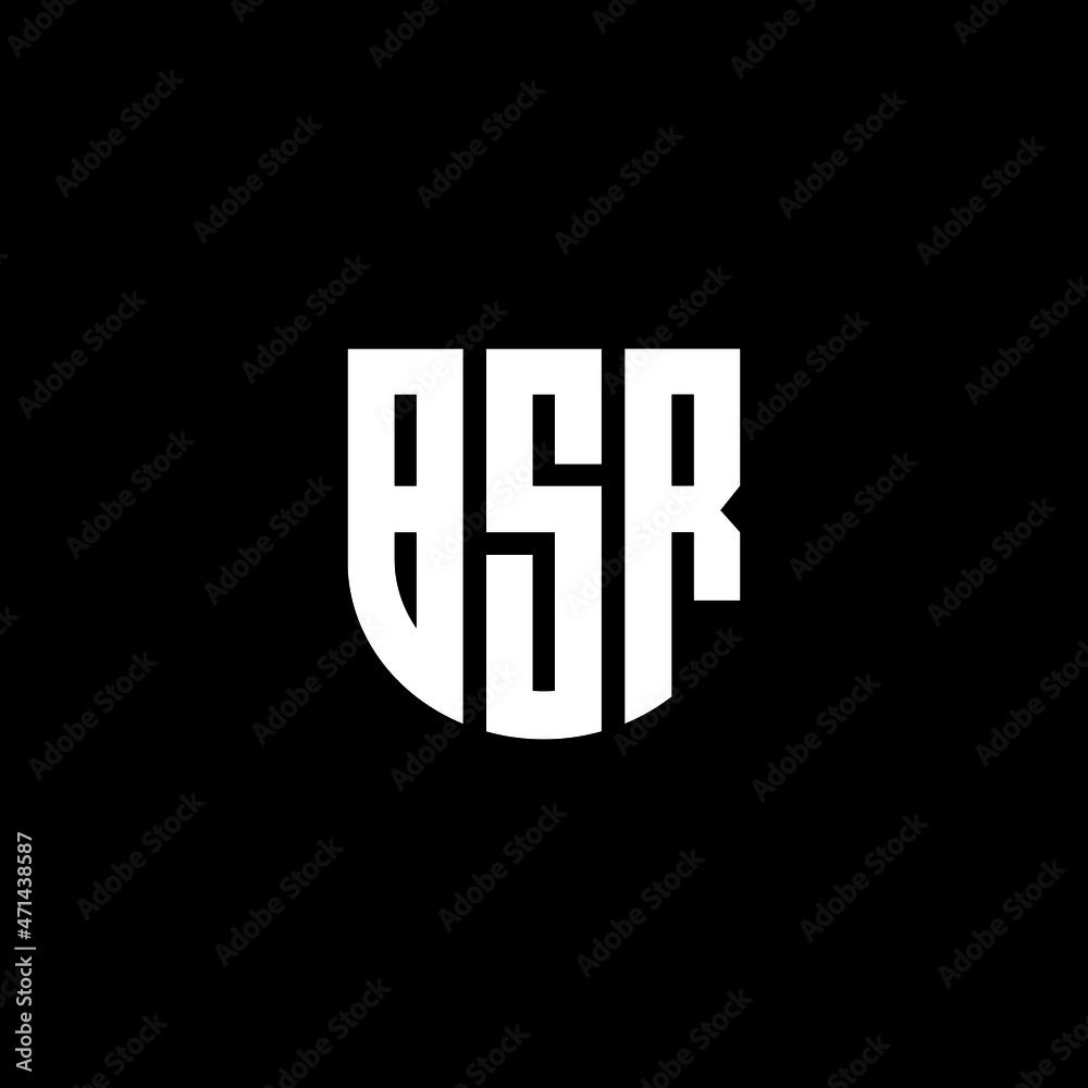 Vettoriale Stock BSR letter logo design with black background in ...