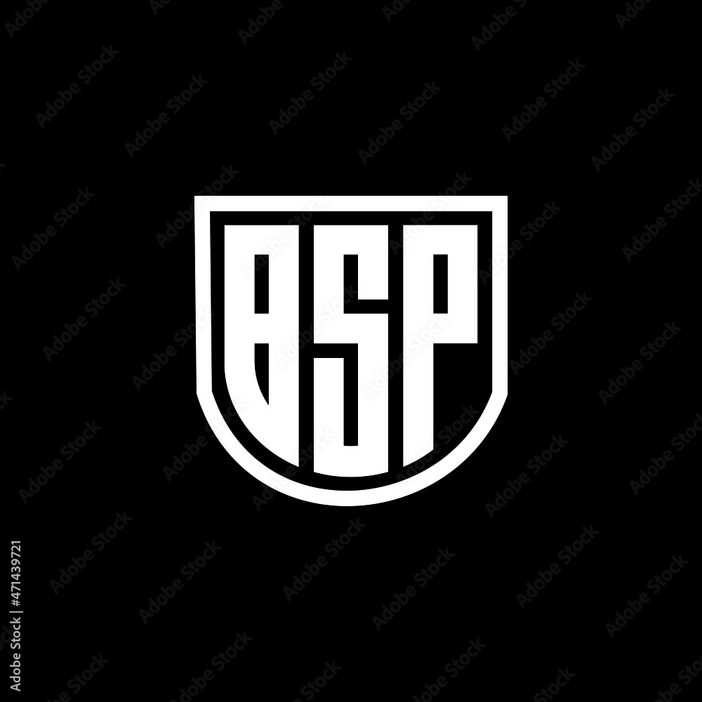 BSP letter logo design with black background in illustrator, vector ...