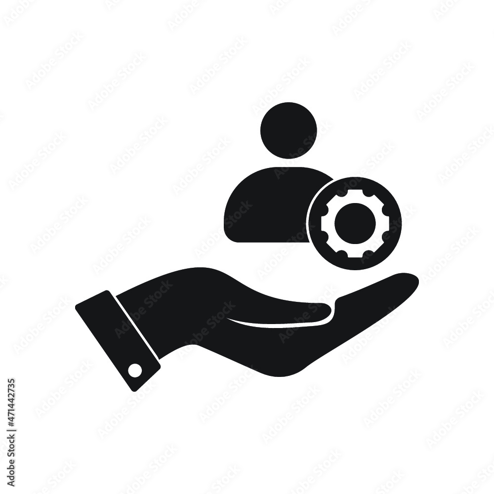 Customer icon with settings sign. Customer icon and customize, setup ...