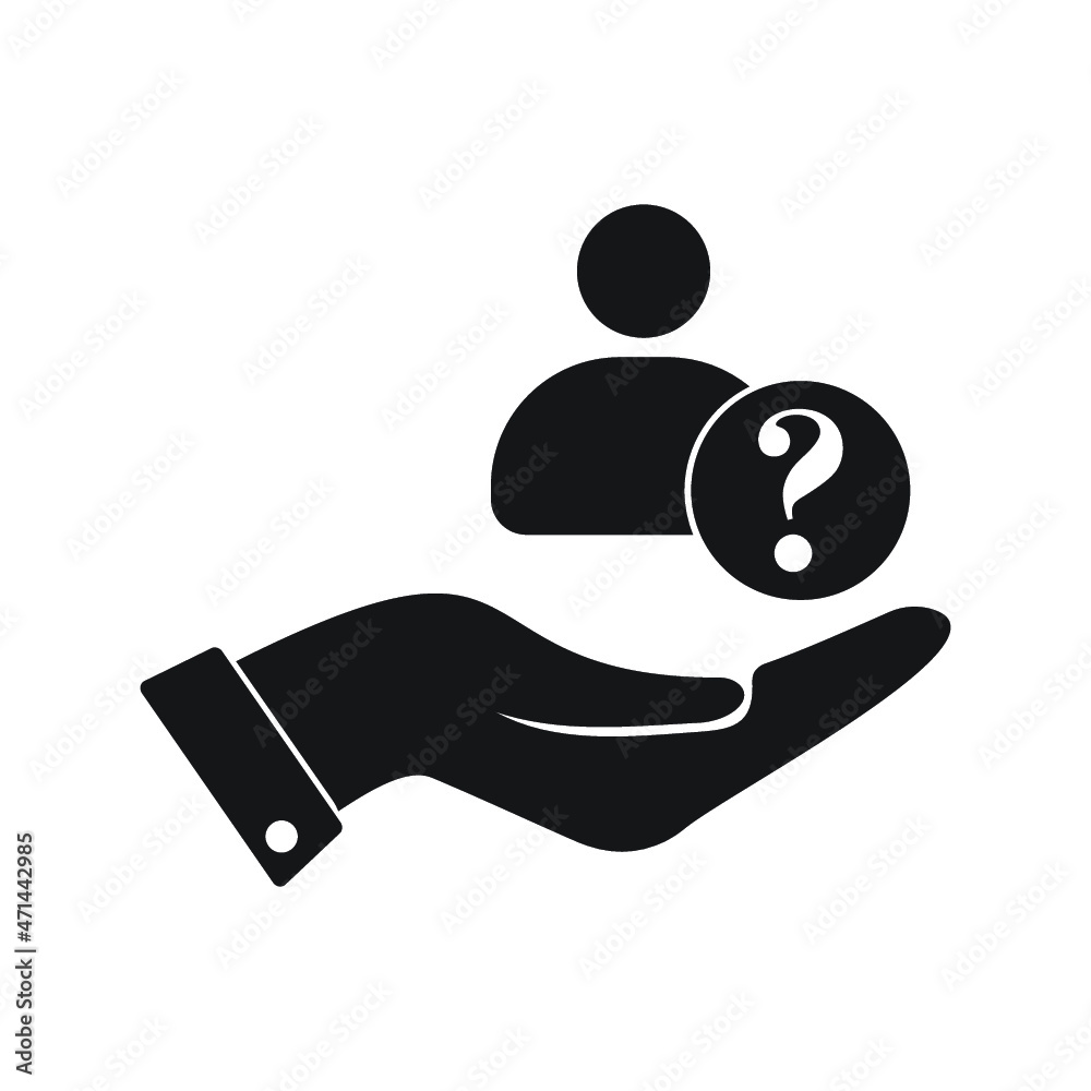 Vetor de Customer icon with question mark. Customer icon and help, how ...