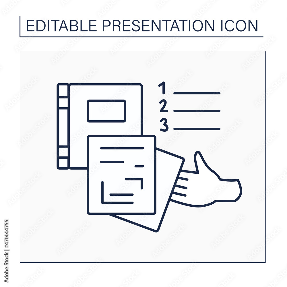 Guidelines line icon. General rules, principles, and advice for ...