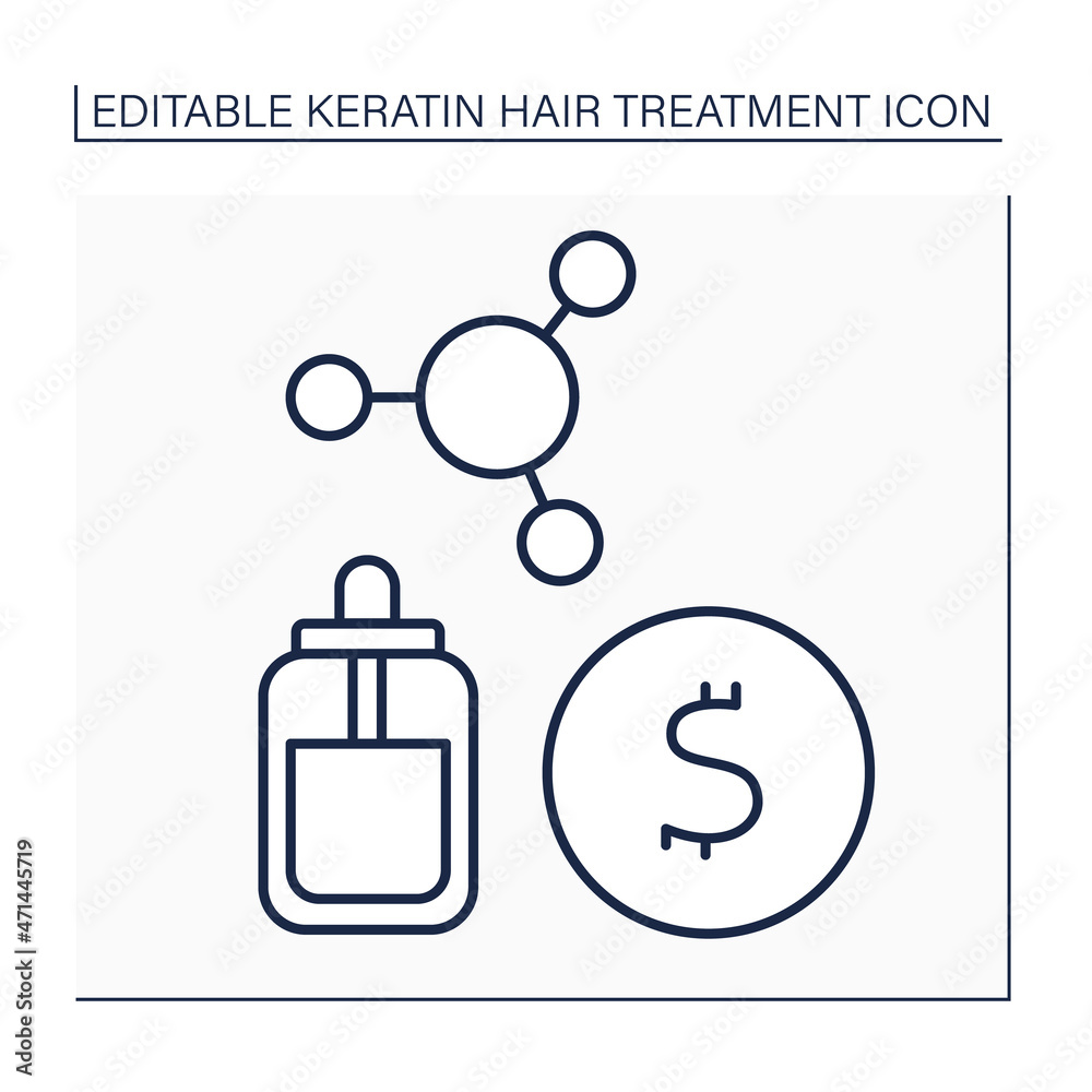 Price line icon. Keratin treatment cost depends on length, texture and ...
