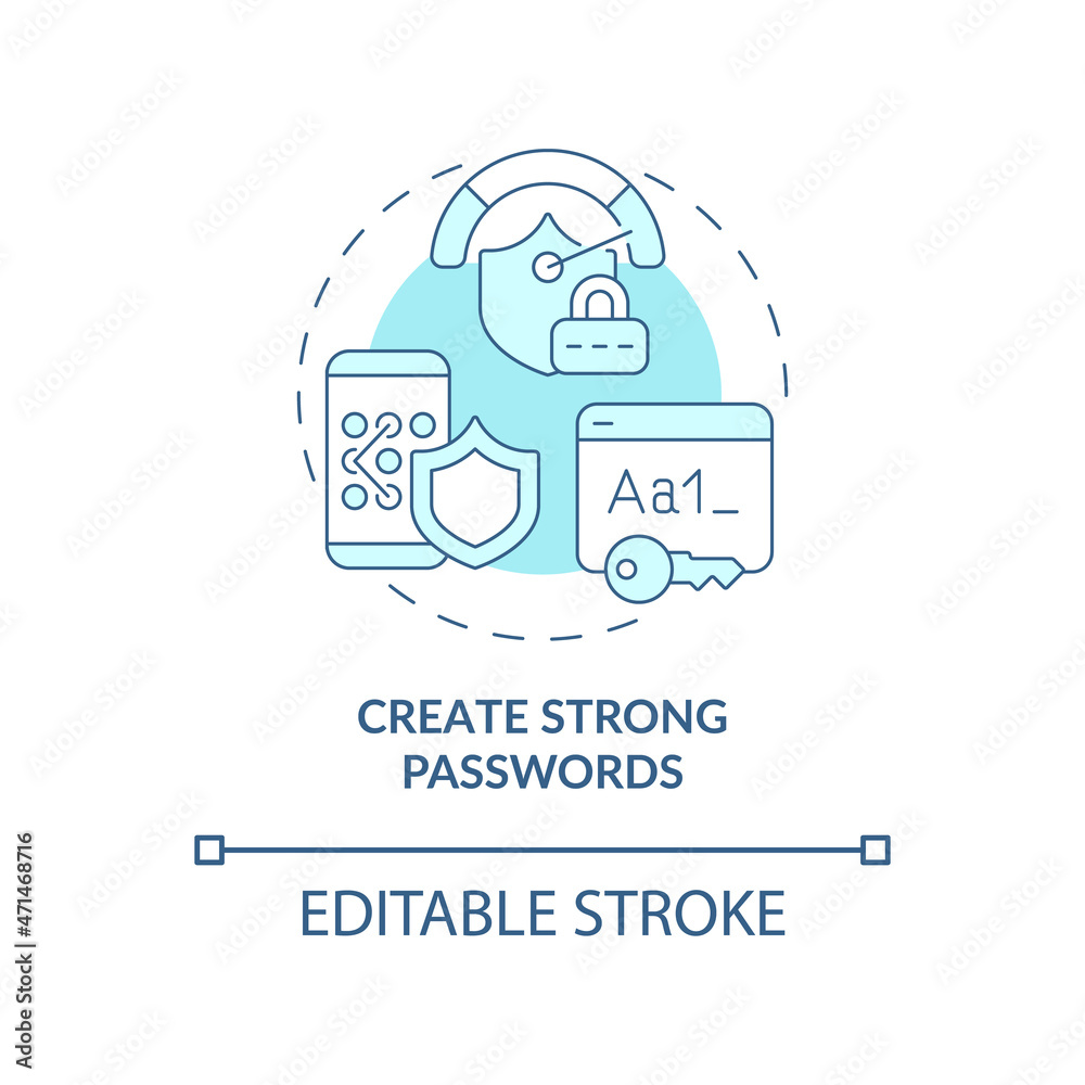 Strong password creation concept icon. Keeping protected apps accepts ...