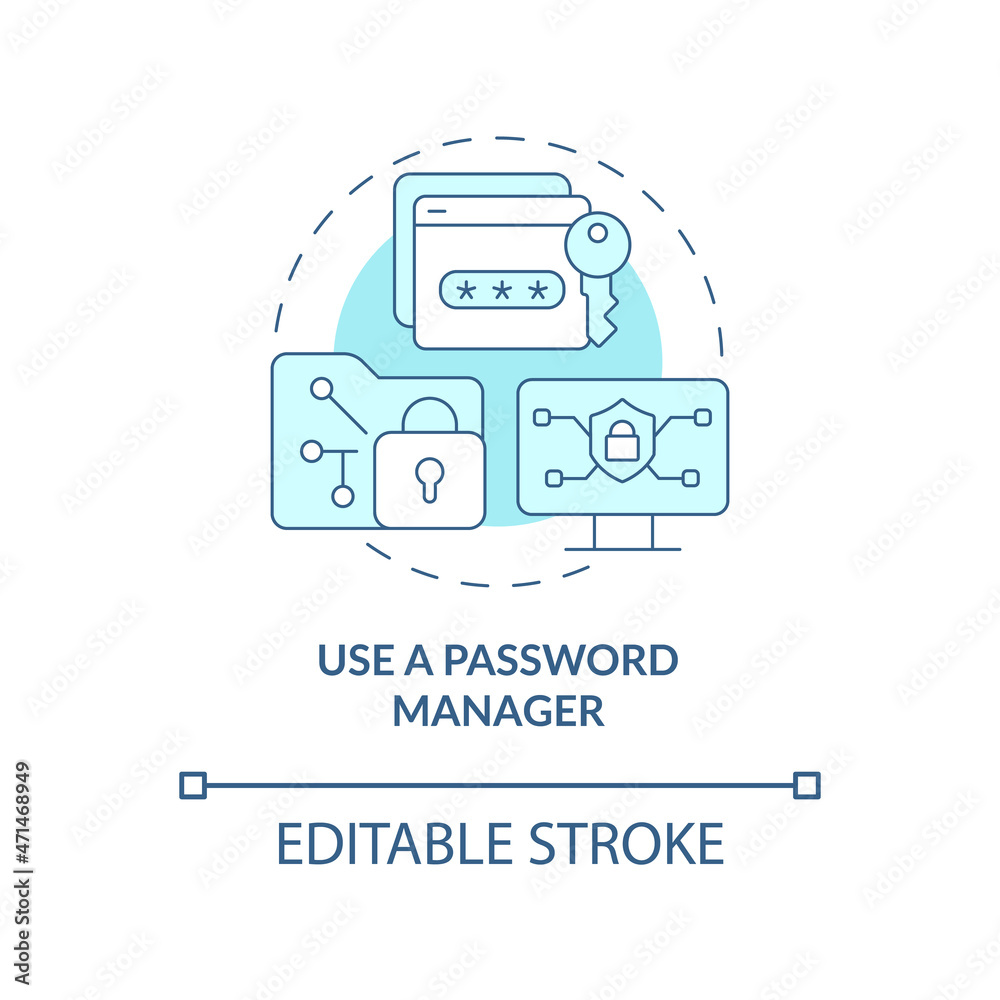 Password manager for information safety concept icon. Generating ...