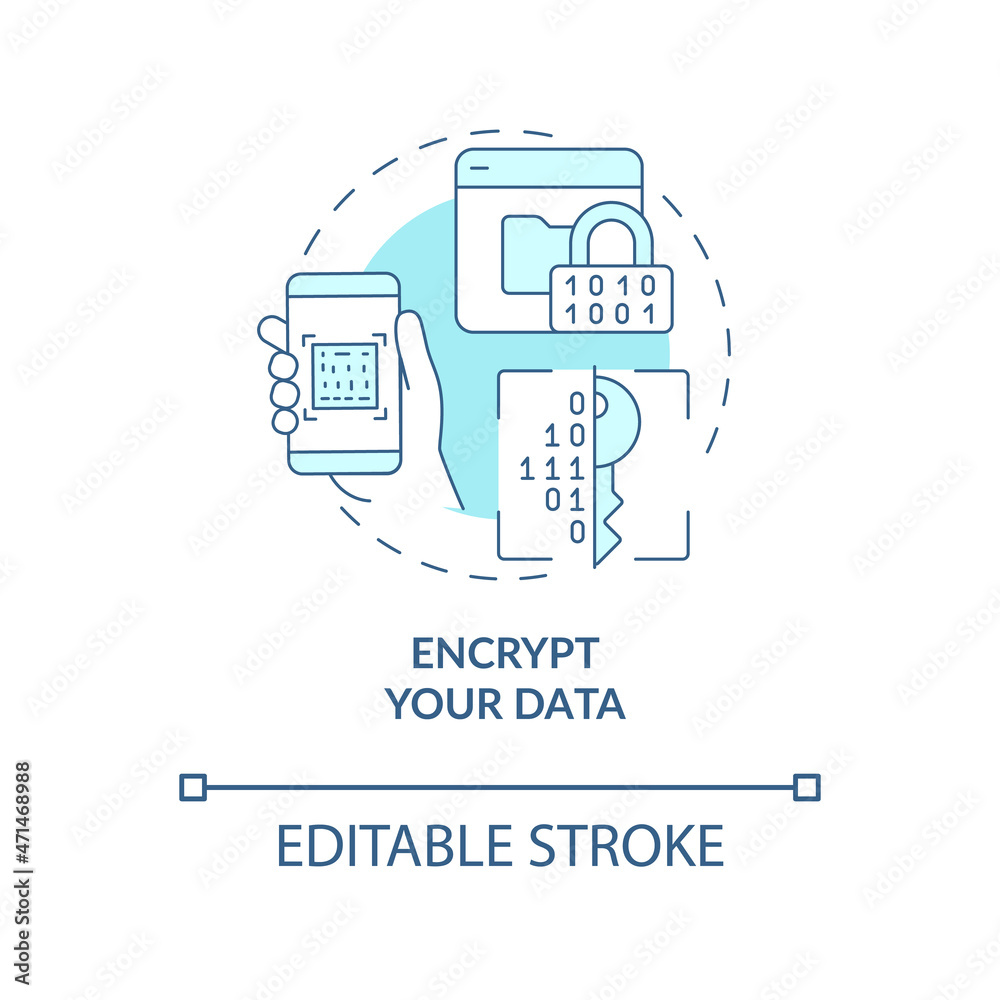 Data encryption data safety method concept icon. Personal information ...